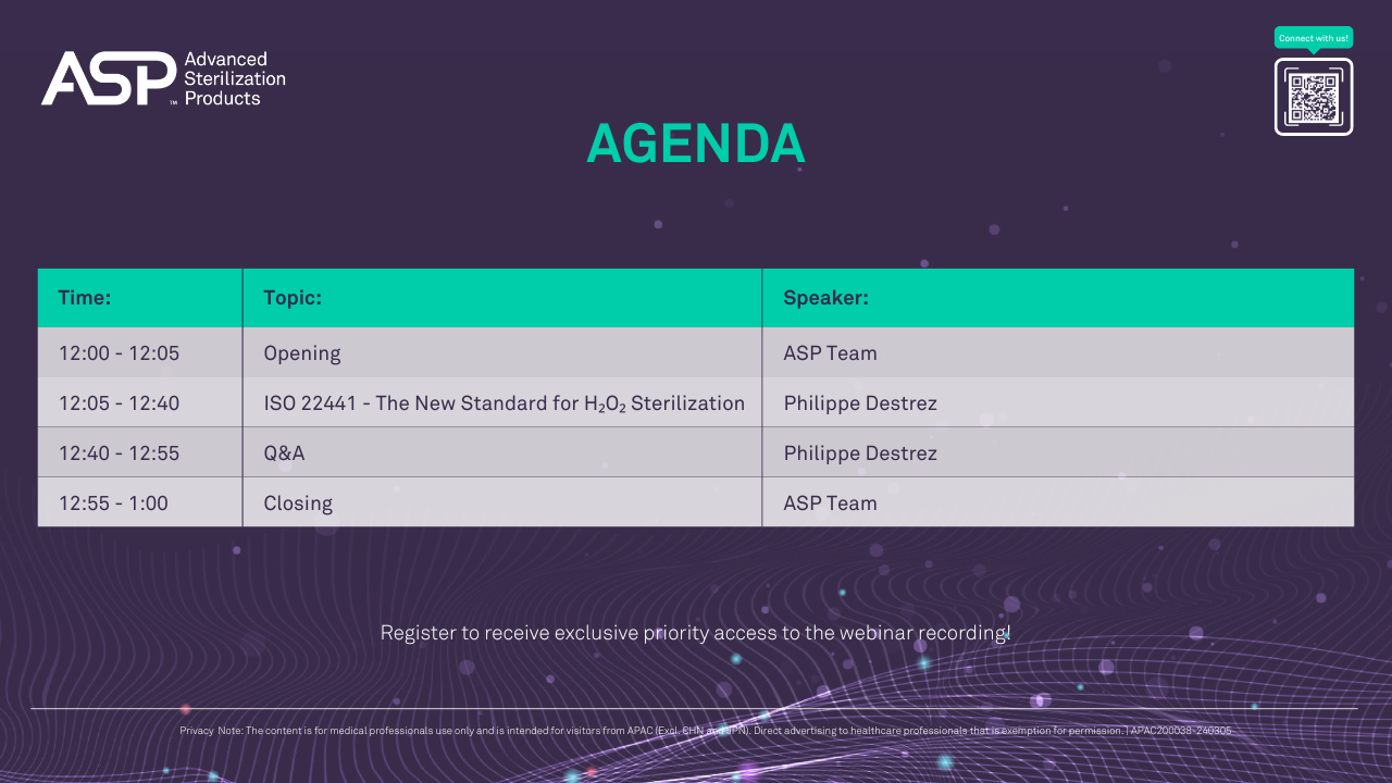 ASP APAC Webinar | ISO 22441 - The New Standard for H₂O₂ Sterilization